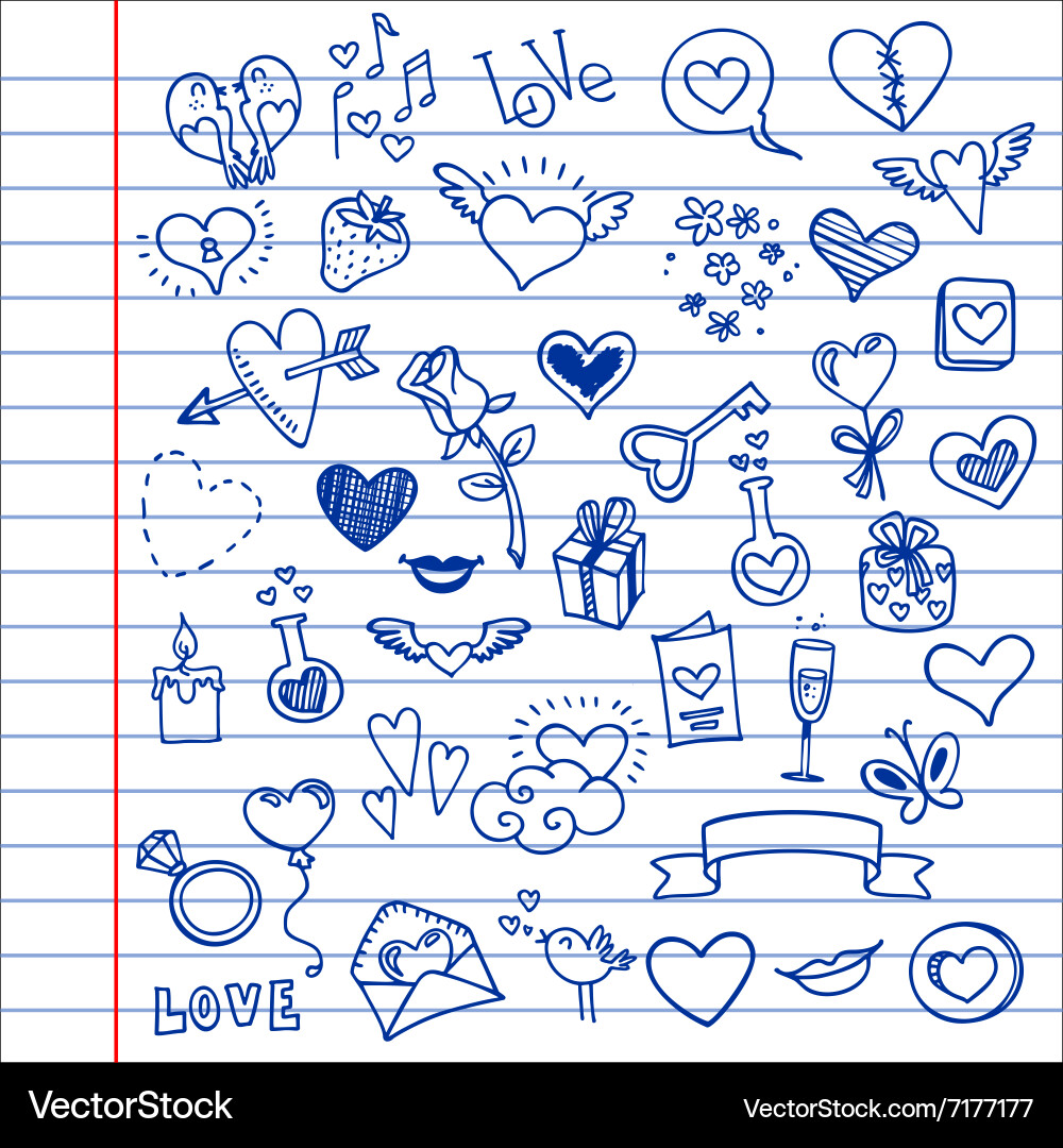 Heart Doodles & Love Notes Royalty Free Vector Image
