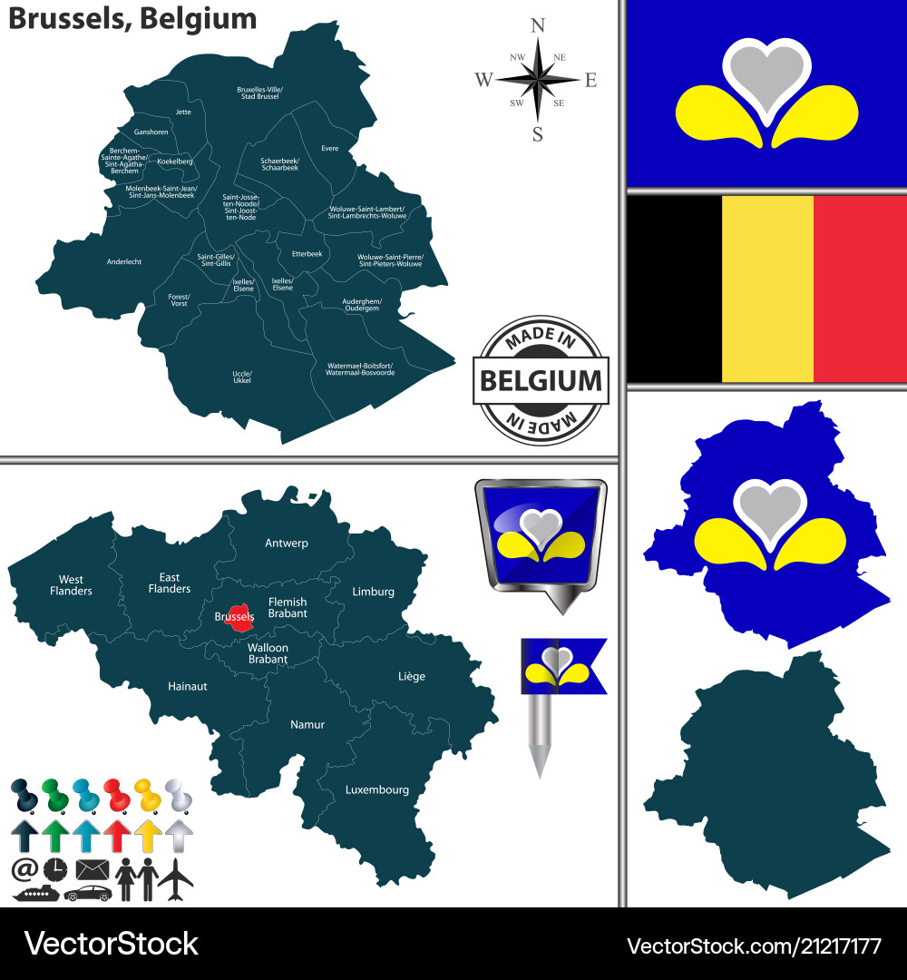 Map of brussels belgium Royalty Free Vector Image