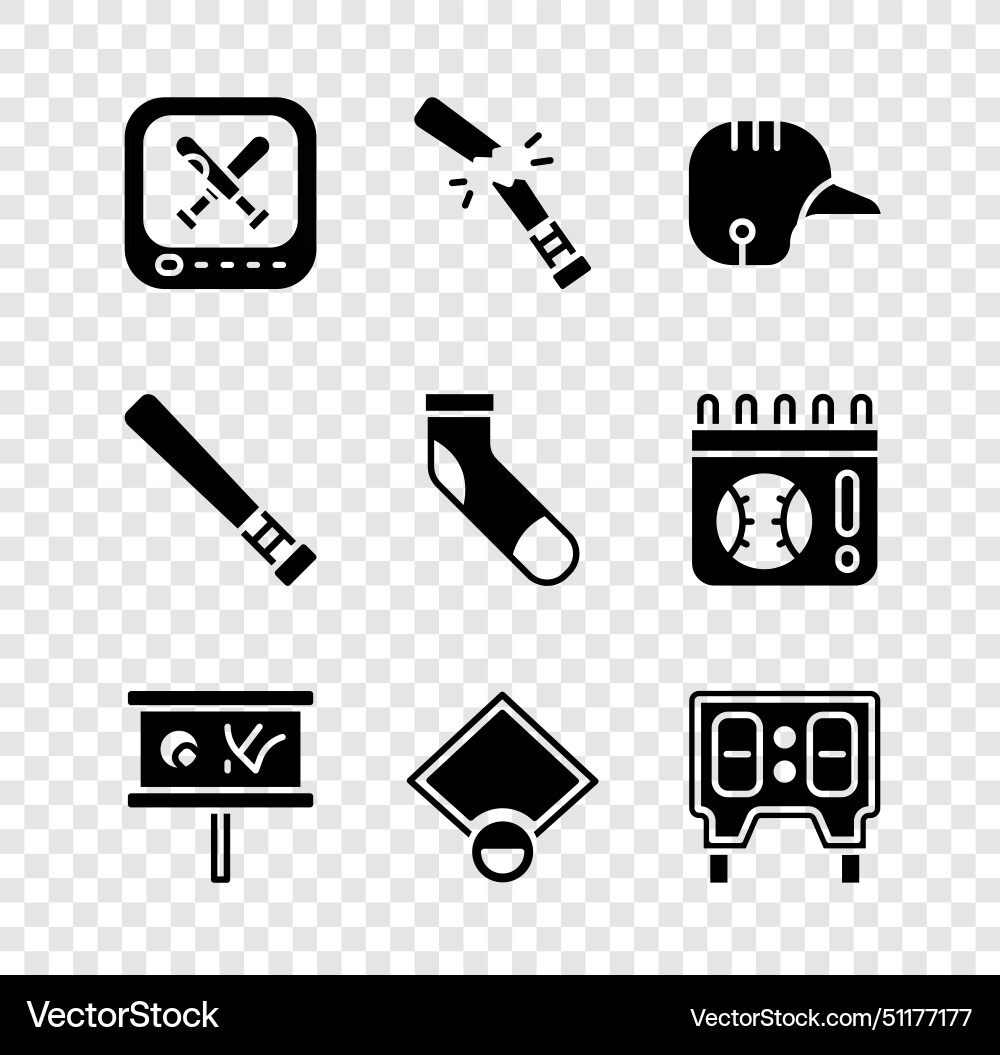 Set monitor with baseball game broken bat Vector Image