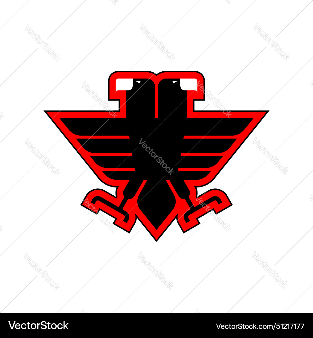 Two-headed eagle symbol black bird of prey sign Vector Image