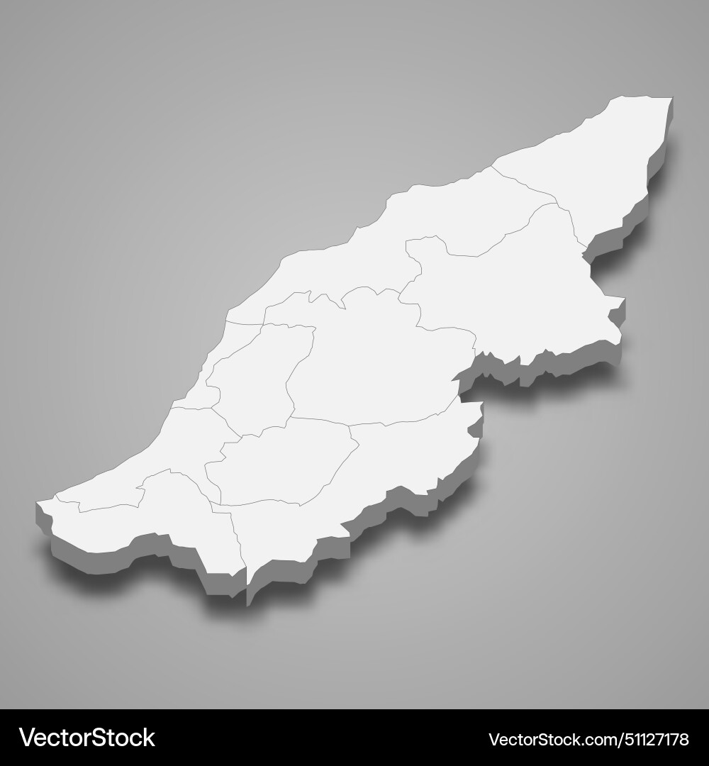 3d isometric map of mostaganem is a region Vector Image