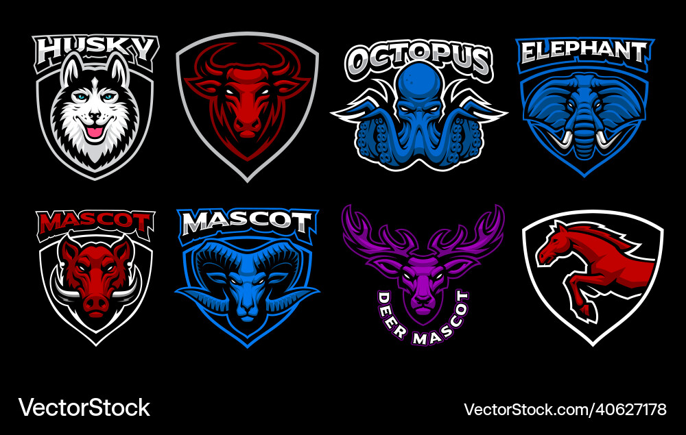 A set of mascots Royalty Free Vector Image - VectorStock