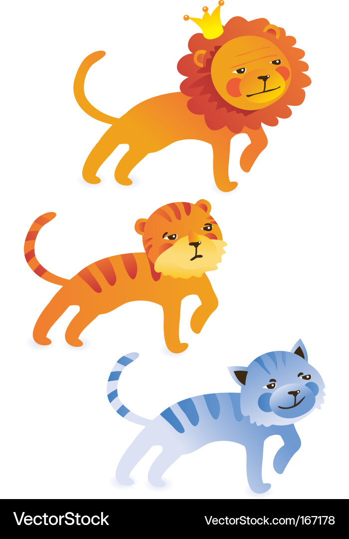 Cute cartoon lion tiger cat Royalty Free Vector Image