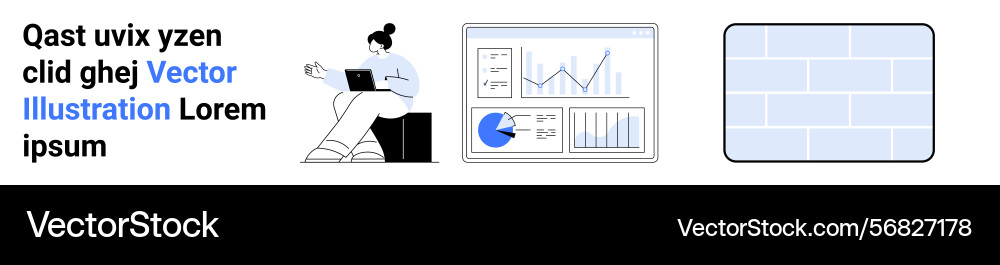 Data analysis expert presenting graphs on laptop Vector Image