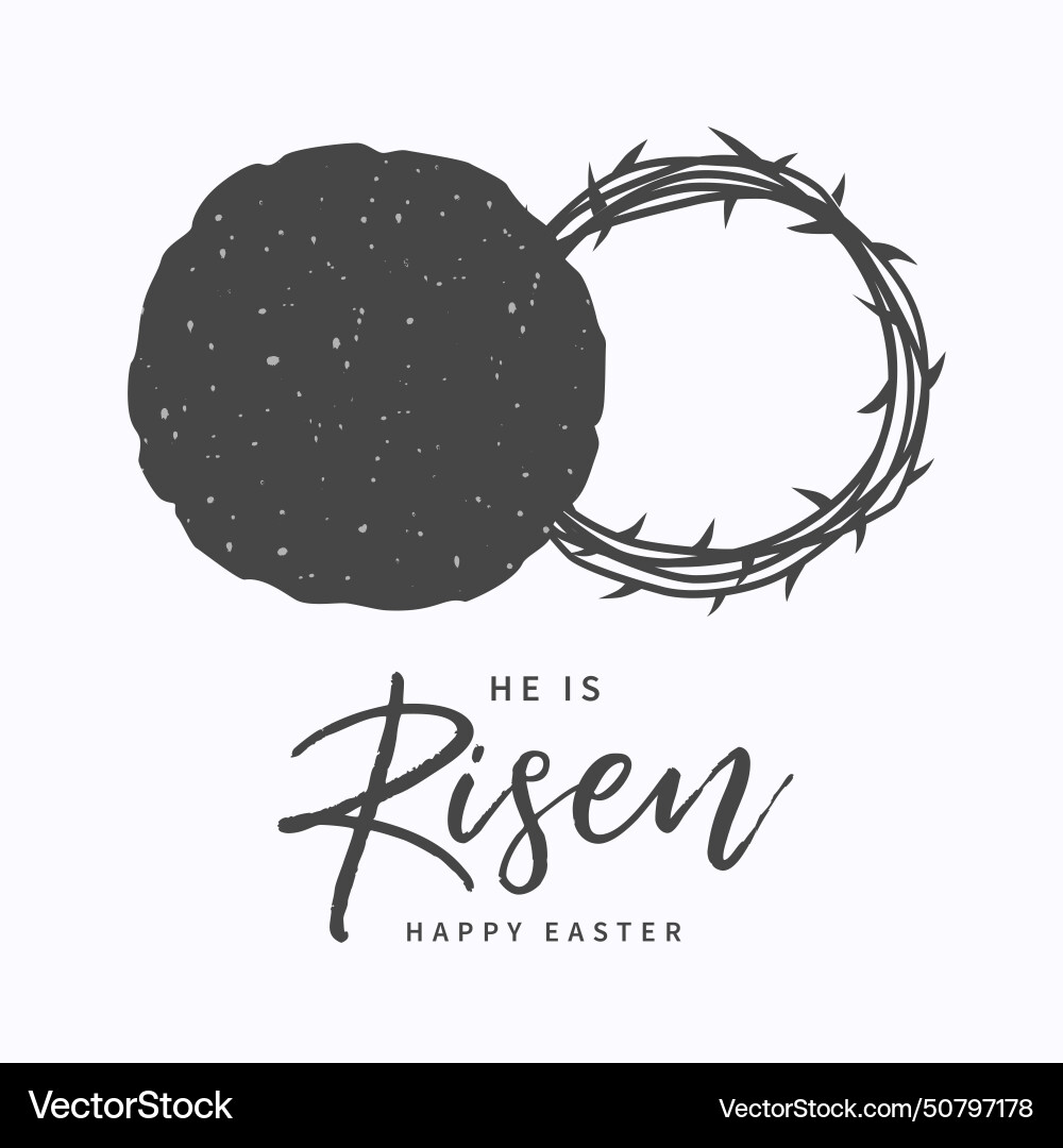 He is risen christian banner with open tomb Vector Image