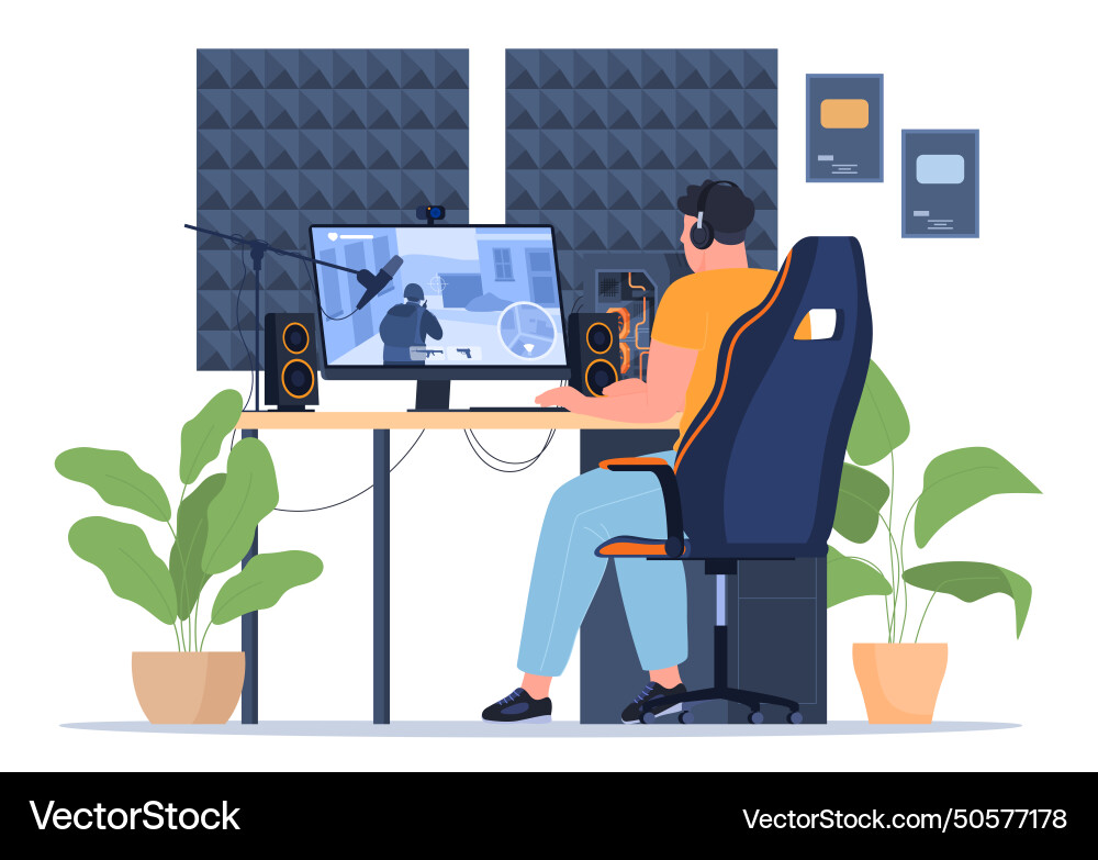 People play computer games cybersportsen Vector Image