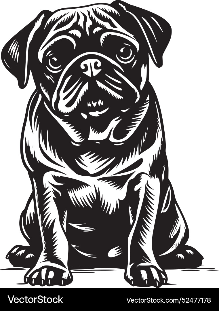 Pug - minimalist and flat logo Royalty Free Vector Image