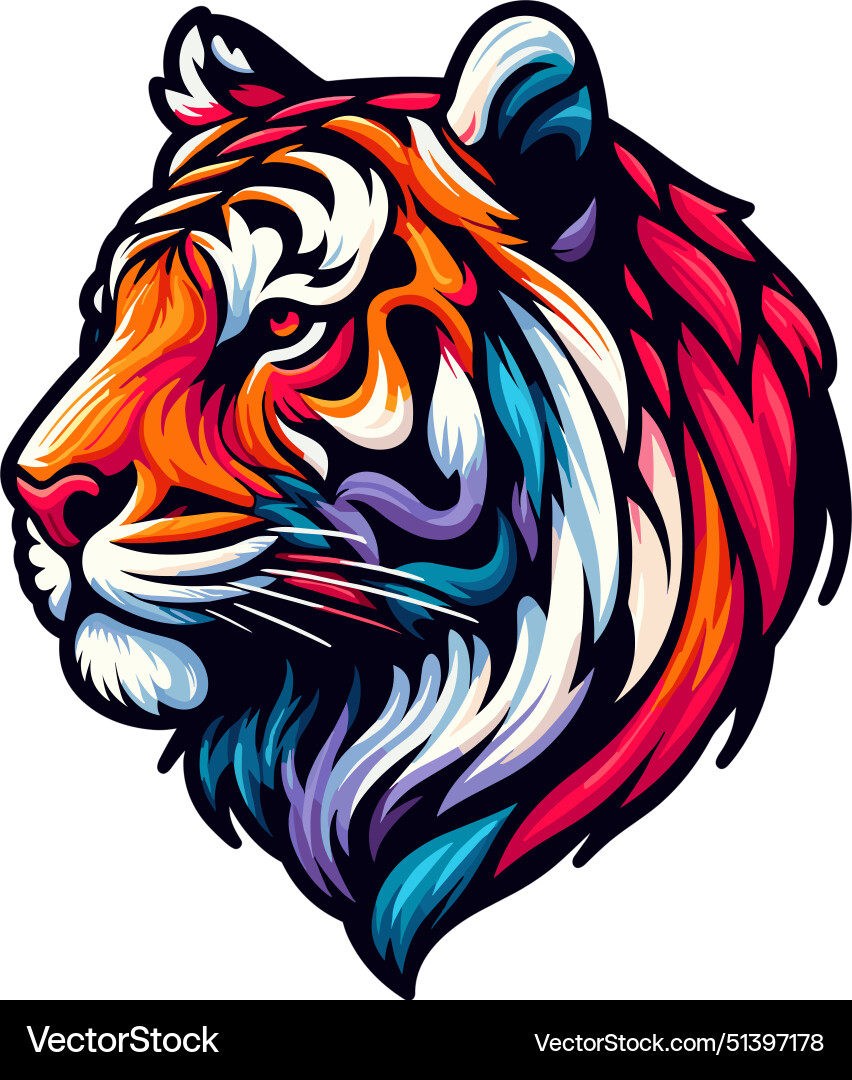 Tiger logo head standing Royalty Free Vector Image