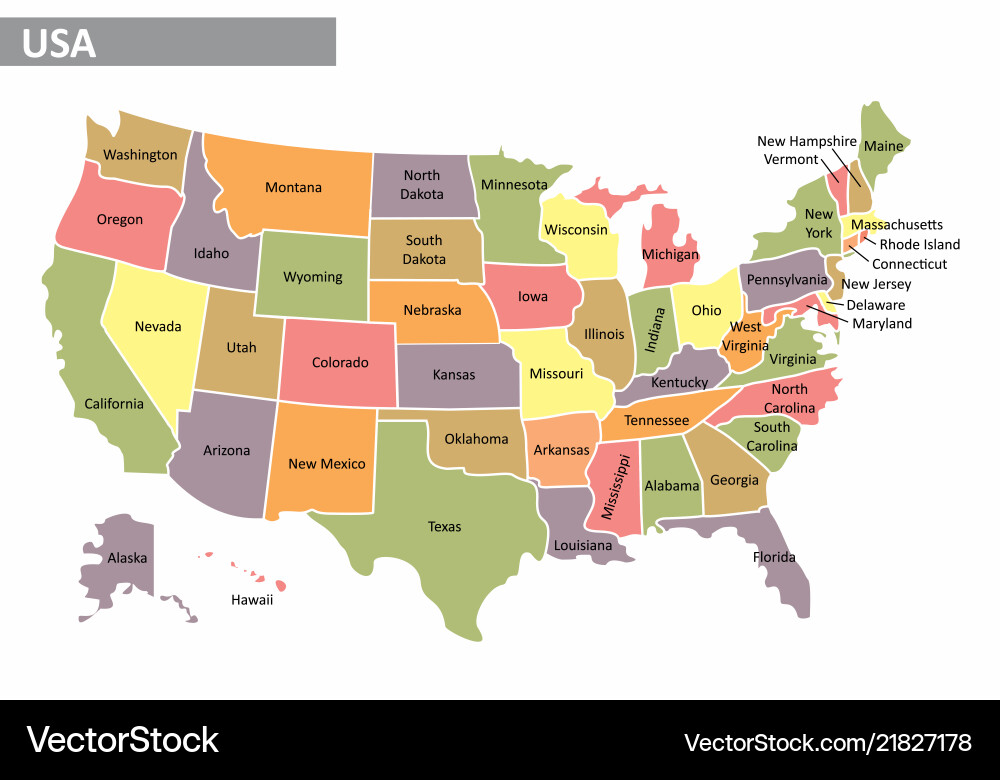 United States Map Royalty Free Vector Image - VectorStock