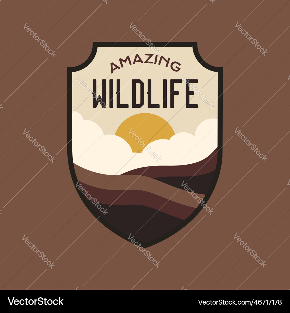 Wildlife logo design with nature landscape Vector Image