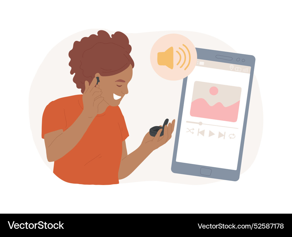 Wireless earbuds isolated cartoon Royalty Free Vector Image