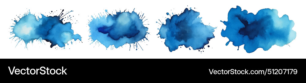 Blue ink watercolor splash paint blob Royalty Free Vector