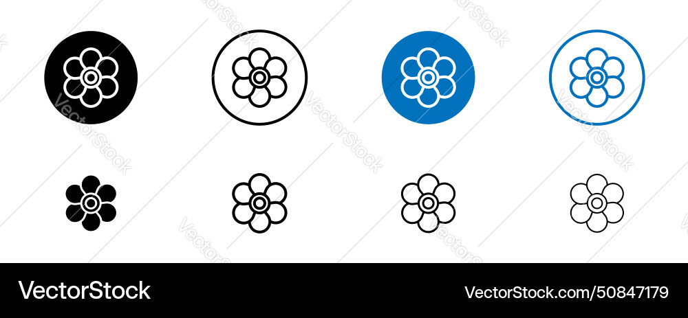 Flowers icon set floral symbol spring bloom Vector Image