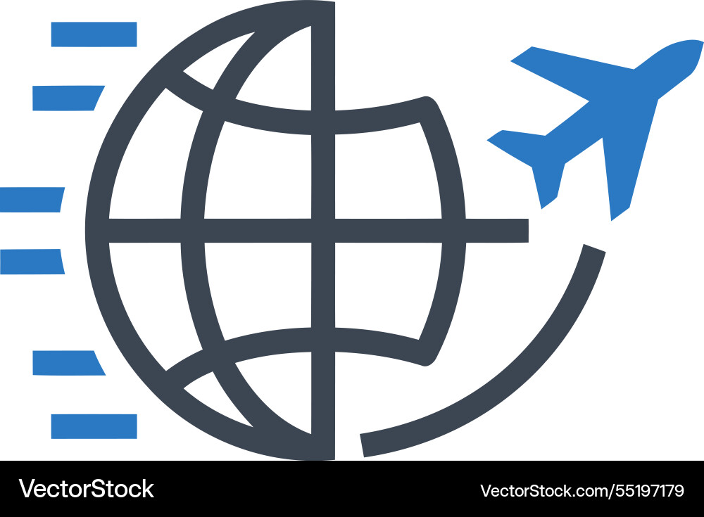 Global airplane travel icon Royalty Free Vector Image