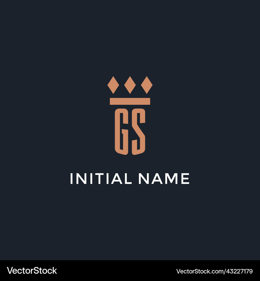 Gs Logo Initial mit Säule Ikone Design Luxus Vektorbild