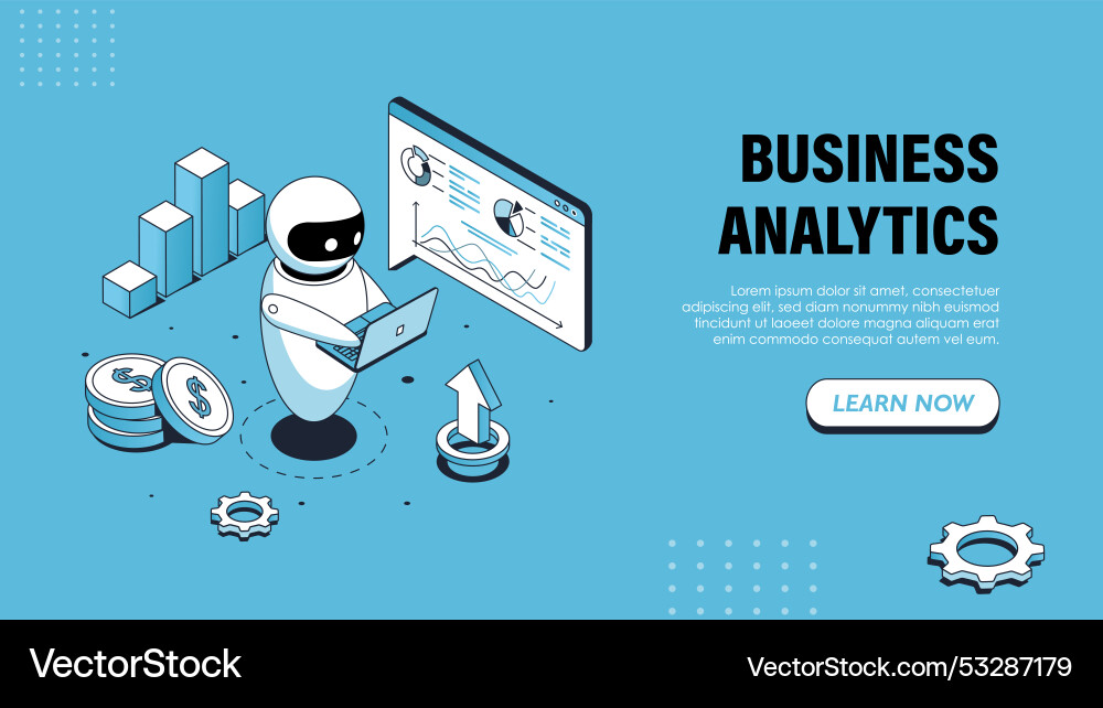Isometric business analytics poster internet bot Vector Image