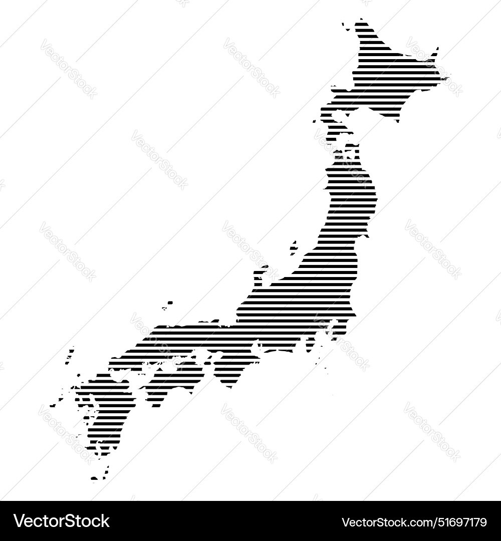 Japan map with a lined pattern Royalty Free Vector Image