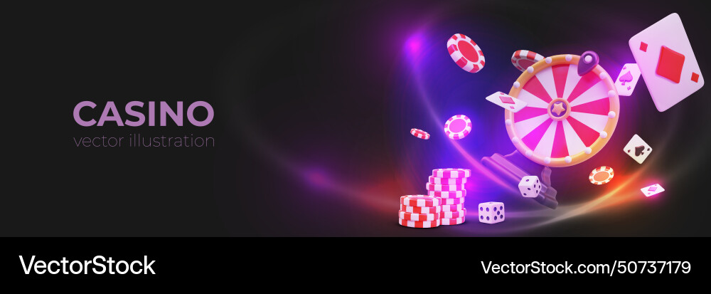 Playing cards wheel of fortune game cubes and red Vector Image