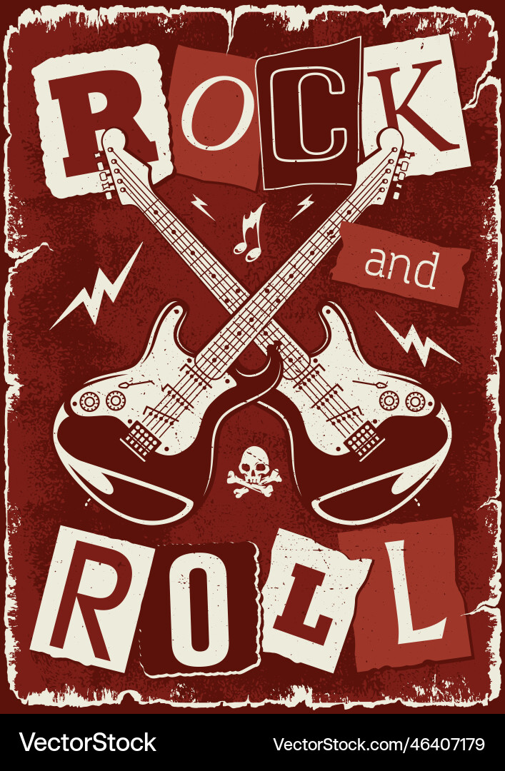 Rock and roll monochrome poster Royalty Free Vector Image