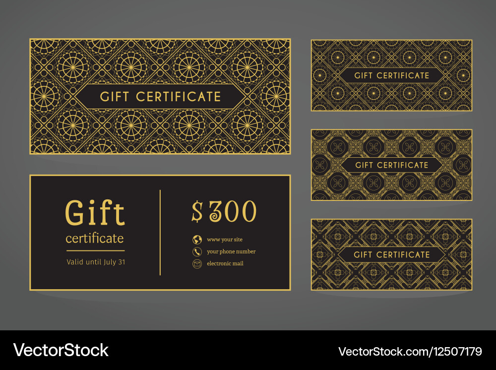 Vintage gift certificate set Royalty Free Vector Image
