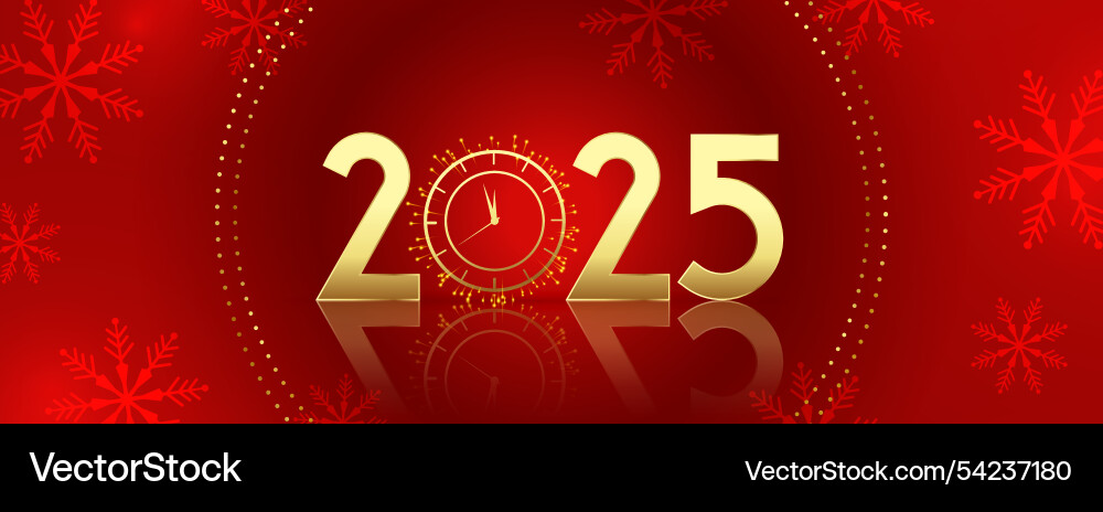 2025 new year clock wallpaper with copy space Vector Image