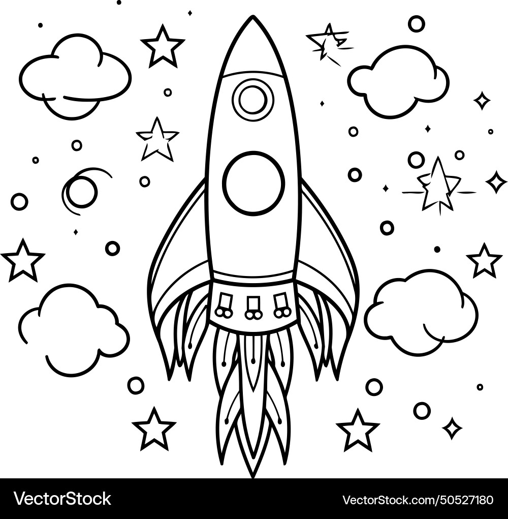 Coloring book for children rocket stars Royalty Free Vector