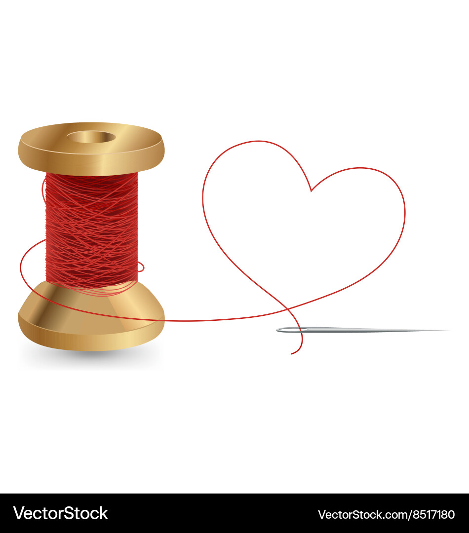 Heart with a needle thread and reel design Vector Image