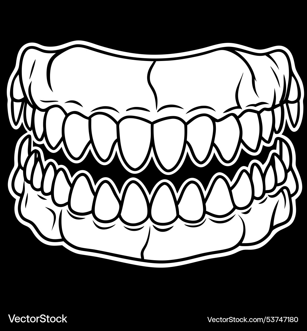 Horror rotten teeth and mouth dentures isolated Vector Image