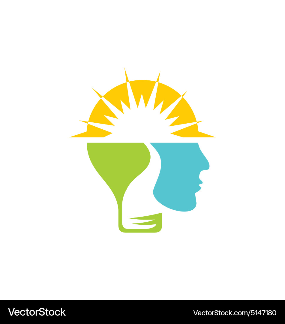 Human brain sun shine abstract idea logo Vector Image