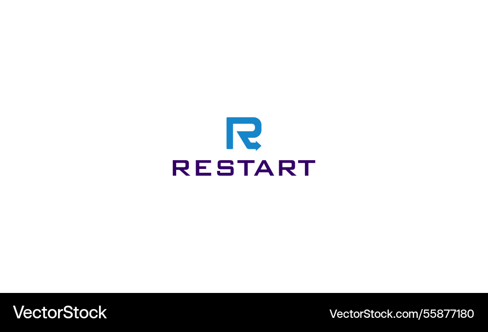 Letter r simple arrow restart logo Royalty Free Vector Image
