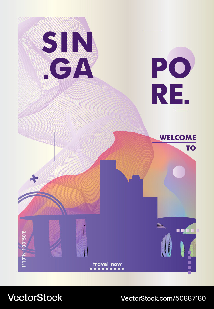 Singapore skyline gradient poster Royalty Free Vector Image