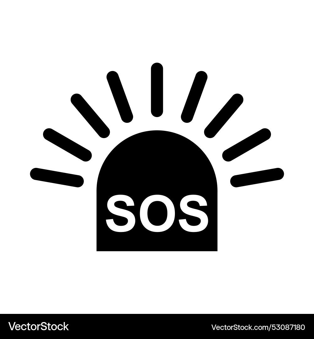 Sos help icon safety support alert flat design Vector Image