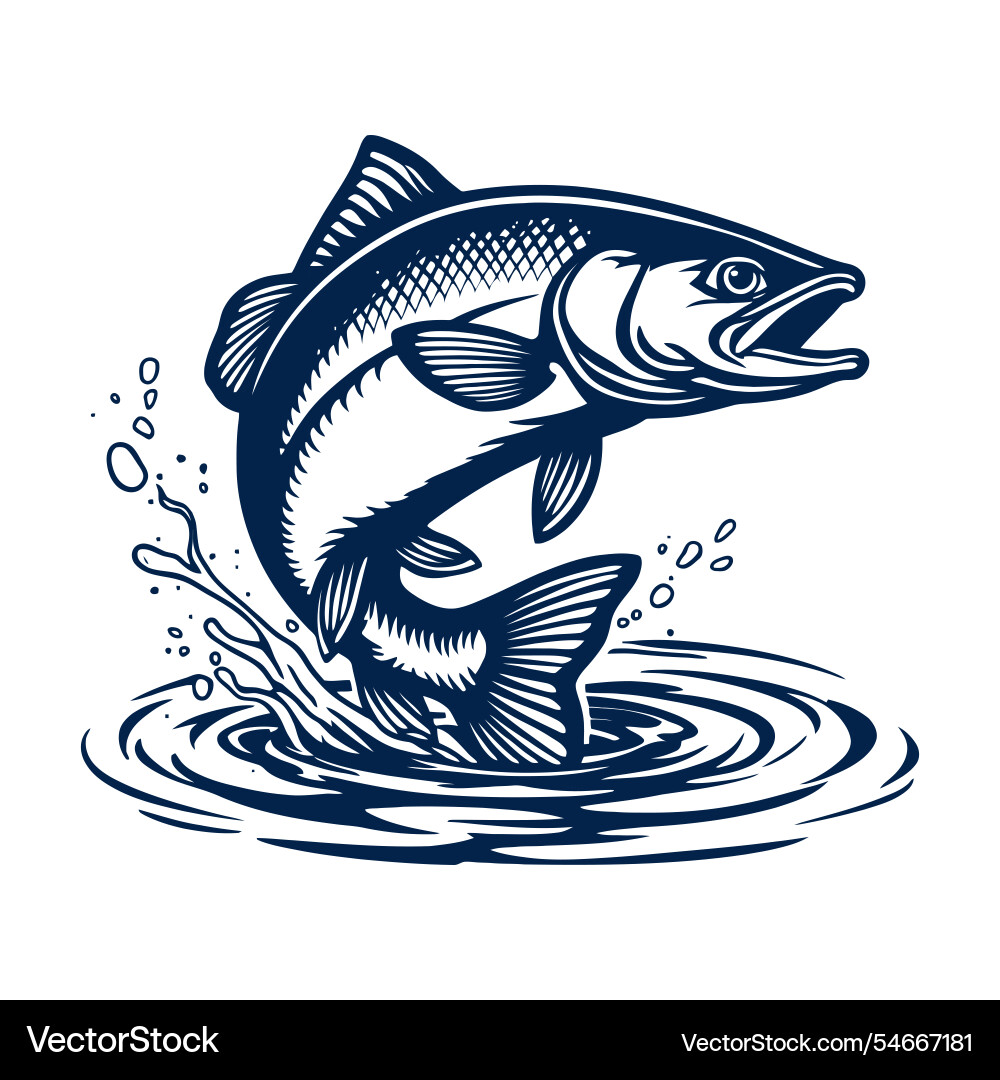 Bass fish icon silhouette Royalty Free Vector Image