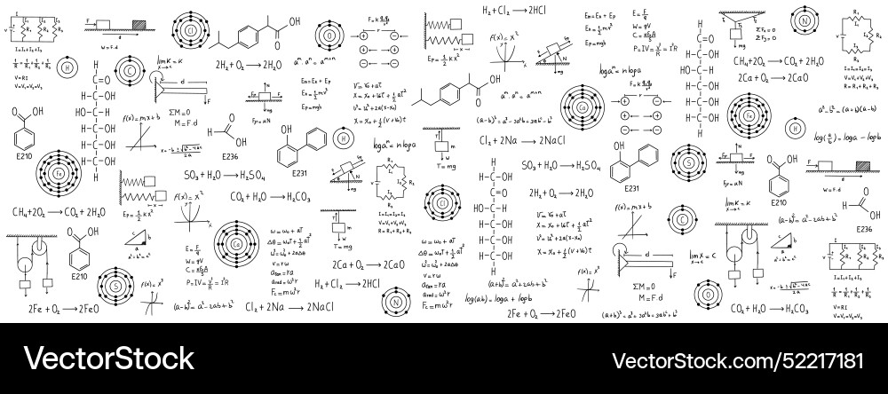 Calculus equations algebra organic chemistry Vector Image