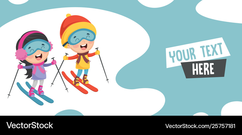 Children skiing Royalty Free Vector Image - VectorStock