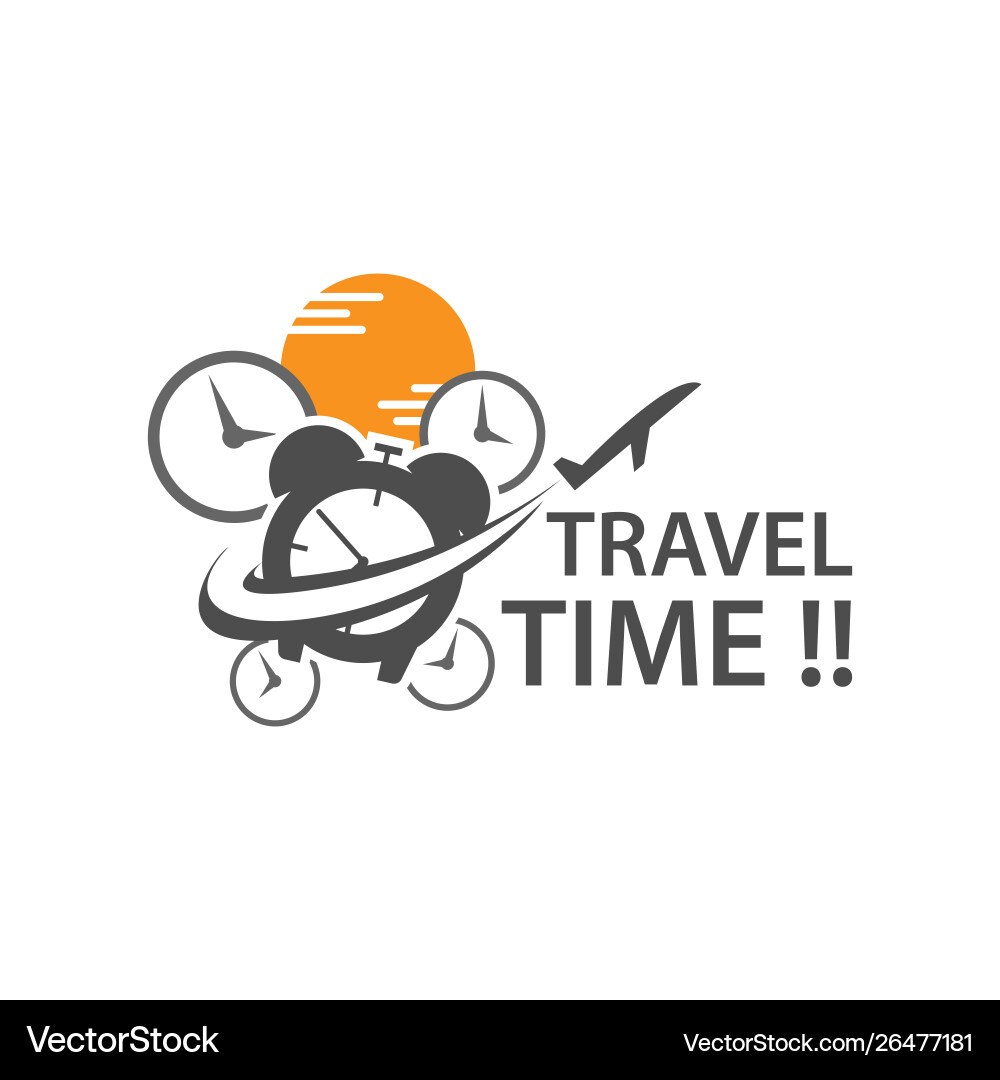 Clock Airplane Time Travel Logo Royalty Free Vector Image