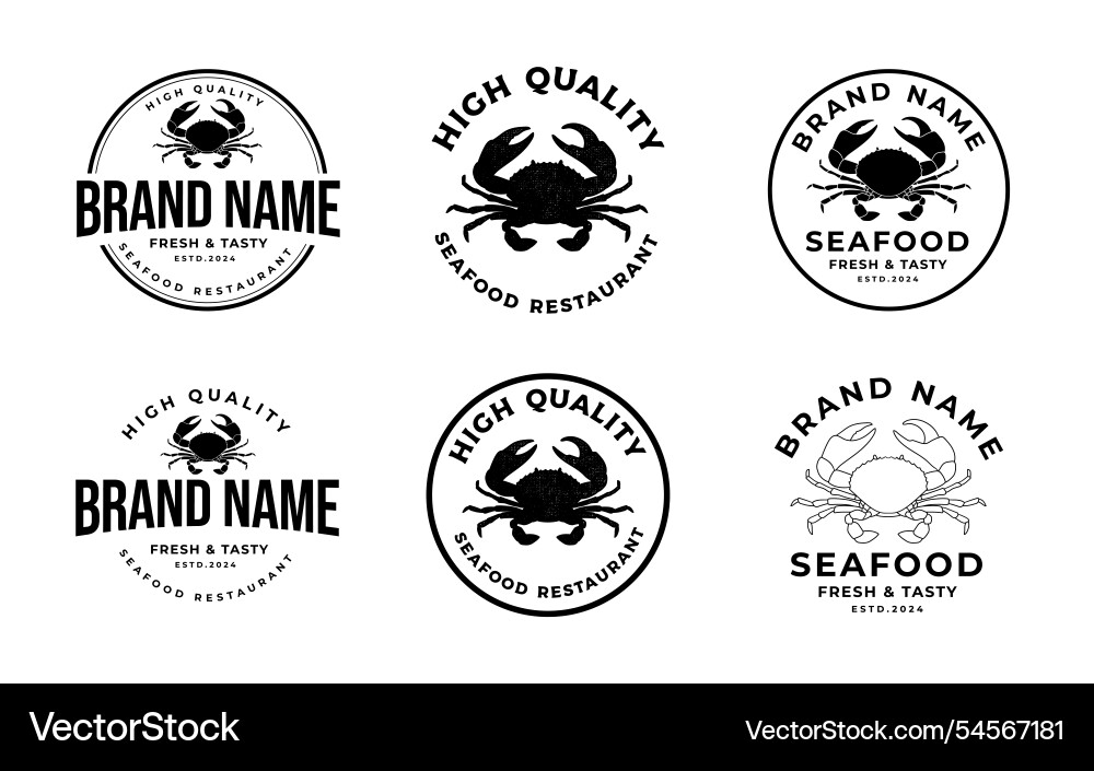 Crab badge logo Royalty Free Vector Image - VectorStock