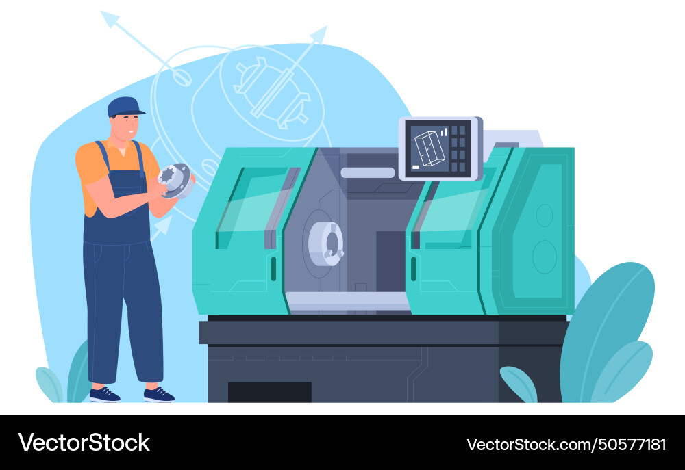 Employee works for industrial machines Royalty Free Vector