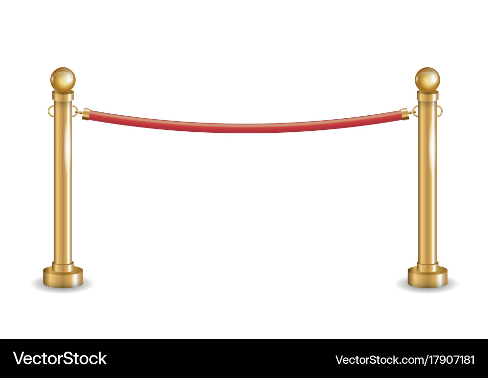 Golden barrier with red ribbon Royalty Free Vector Image
