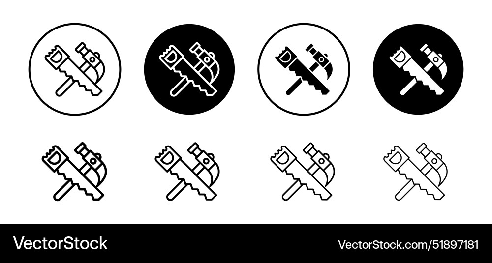 Hand saw and hammer icon set collection for web Vector Image