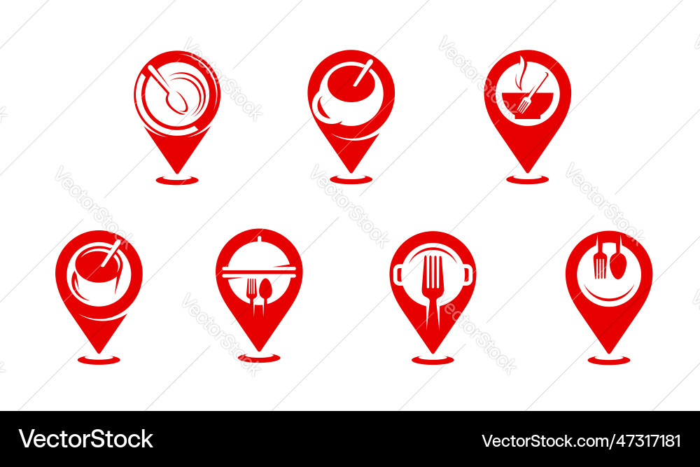 Restaurant map pointer icons food bar or cafe Vector Image
