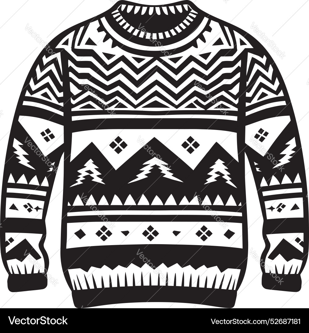 Sleek style sweater with black emblem detailing Vector Image