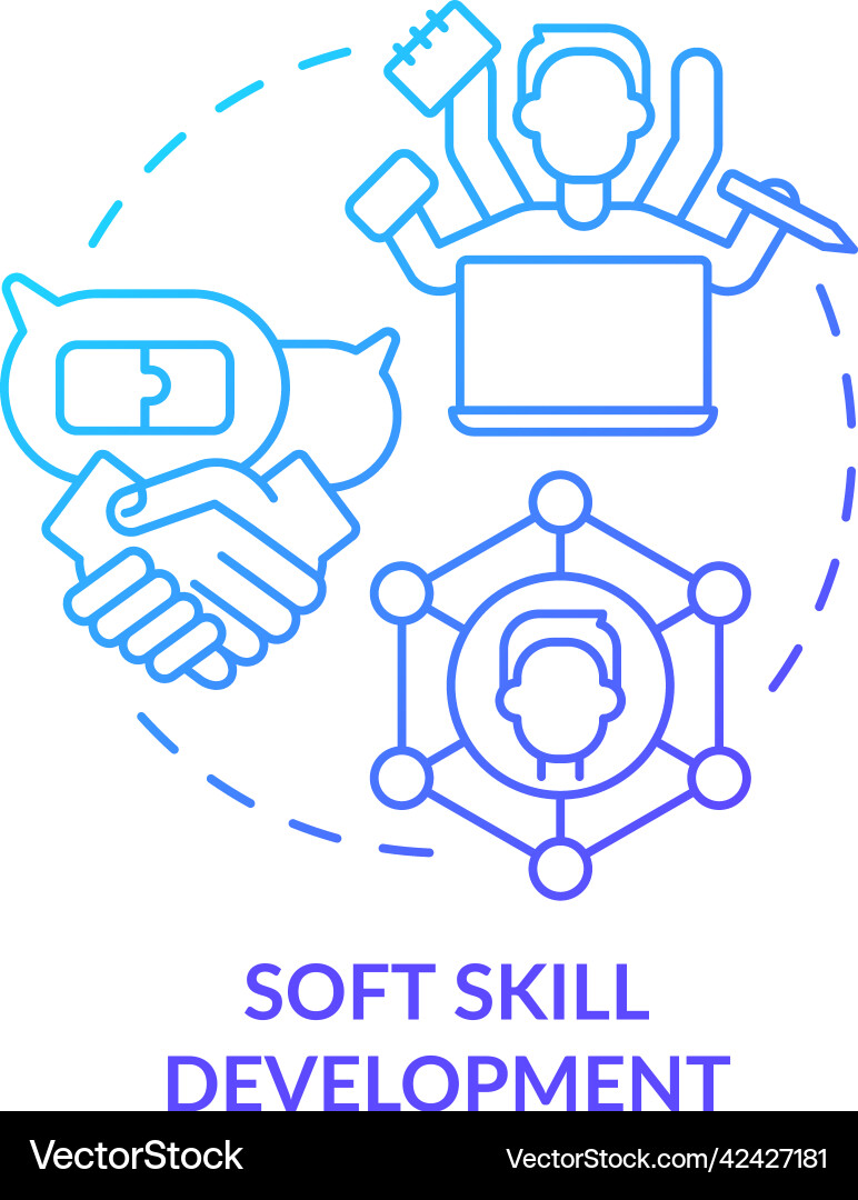 Soft skill development blue gradient concept icon Vector Image