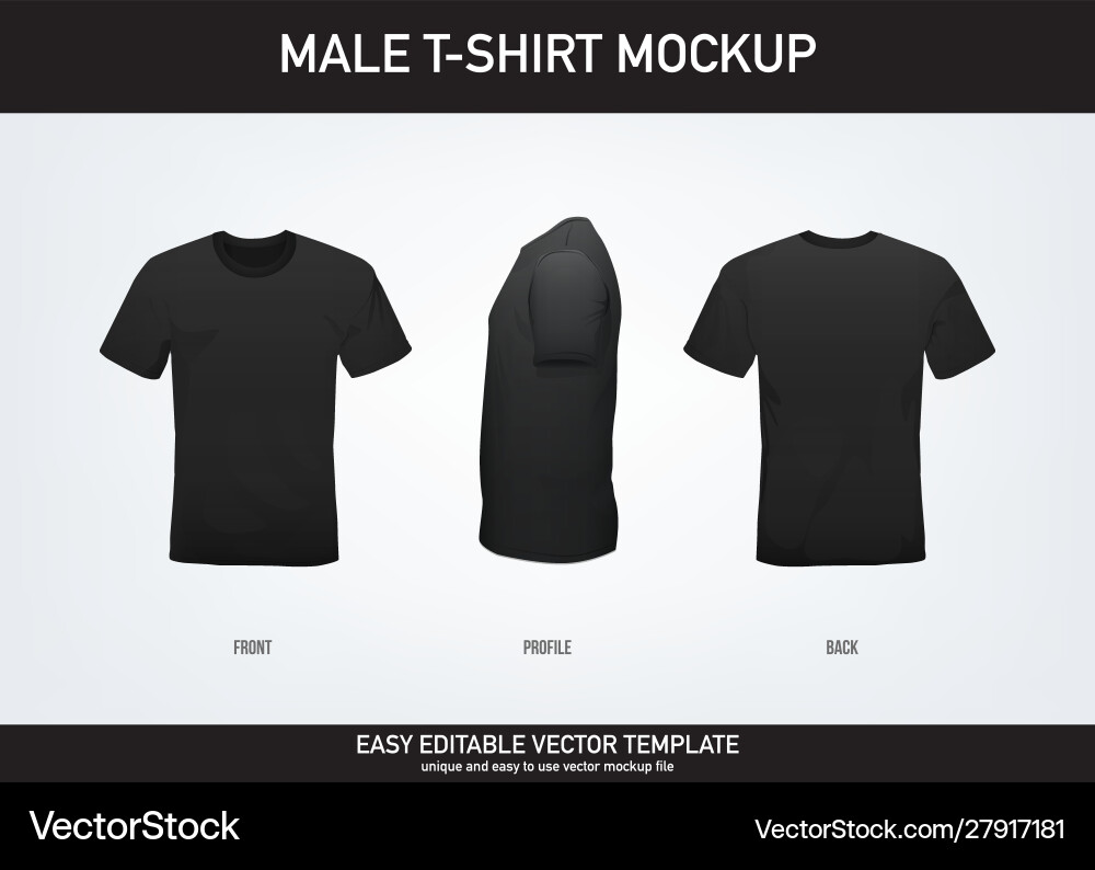 T-Shirt Mockup Set - Front, Side, Back Royalty Free Vector
