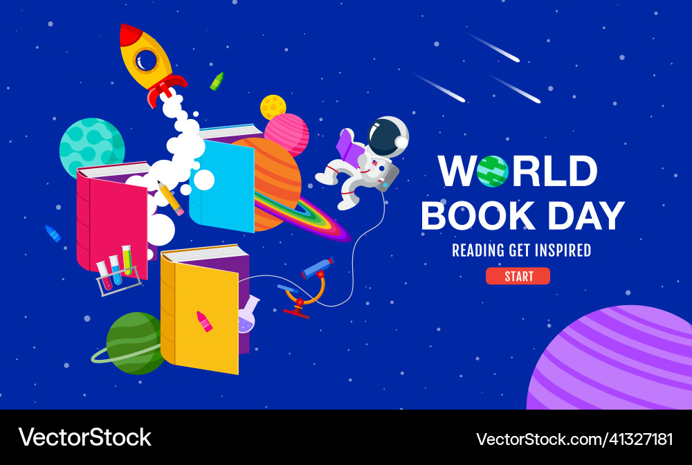 World Book Day: Reading & Imagination Vector Image