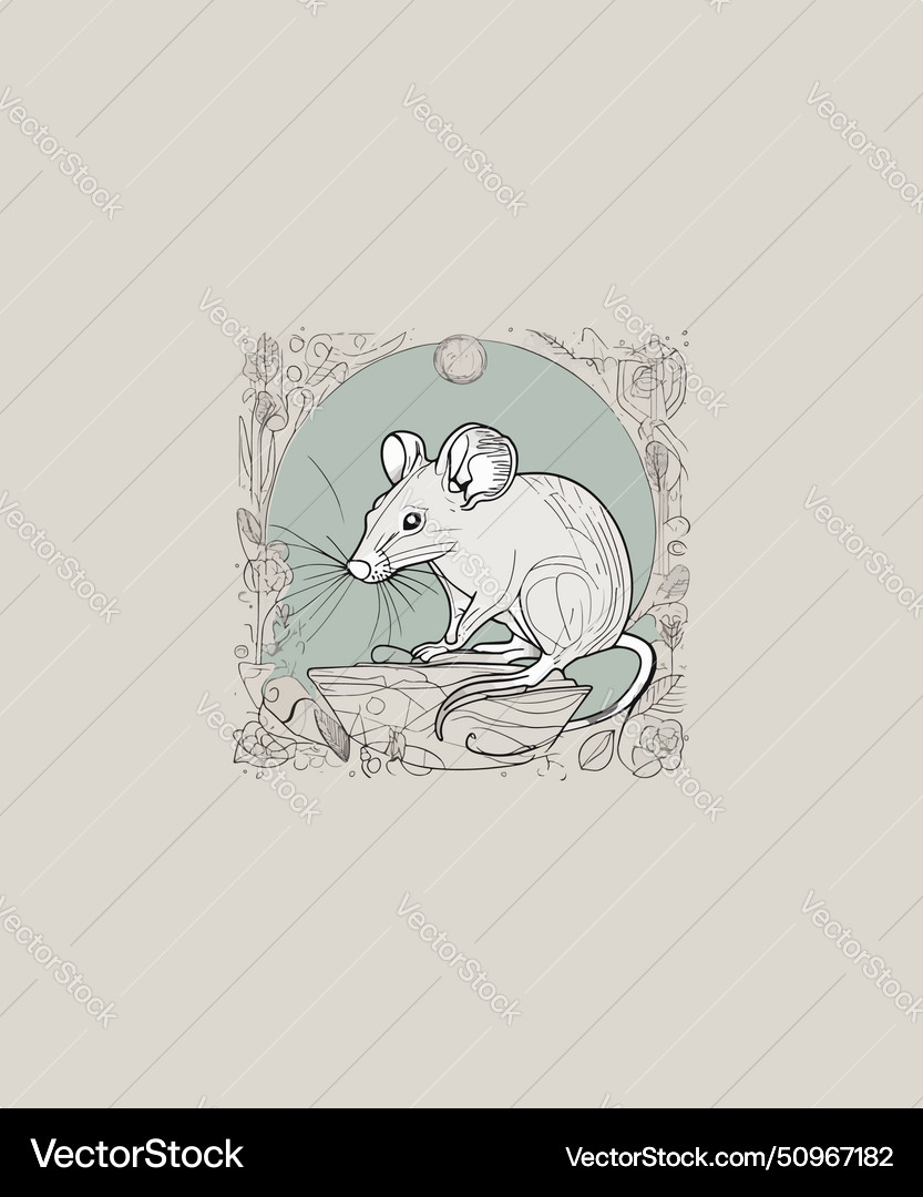 A drawing of a rat with a round face Royalty Free Vector