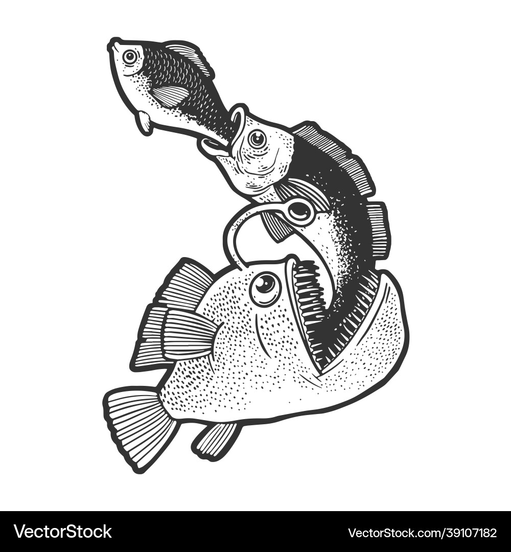 Big fish eat small sketch Royalty Free Vector Image