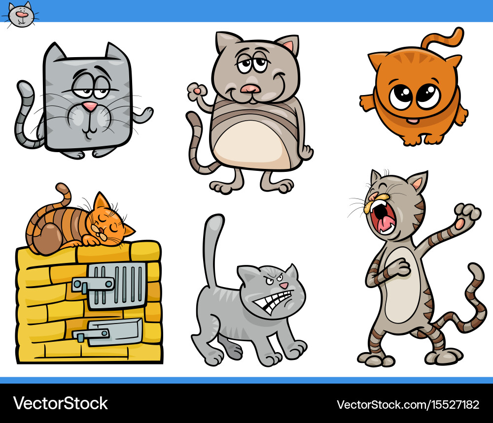 Cartoon cat characters collection Royalty Free Vector Image