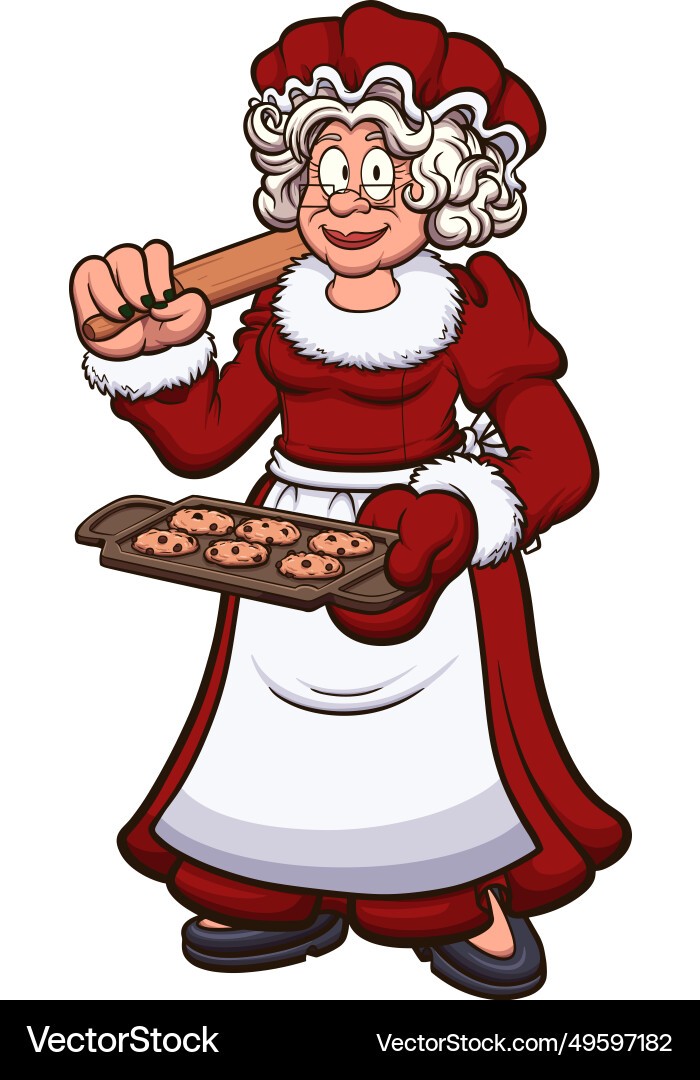 Cartoon mrs claus with cookies Royalty Free Vector Image