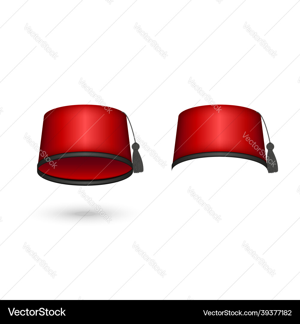 Fez hat red color realistic clipart isolated Vector Image